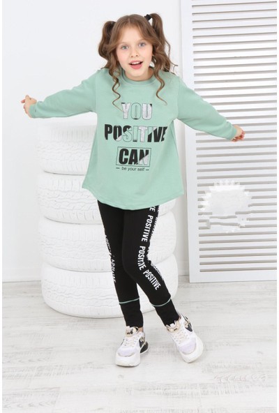 Positive Yazı Desenli Taytlı Takım