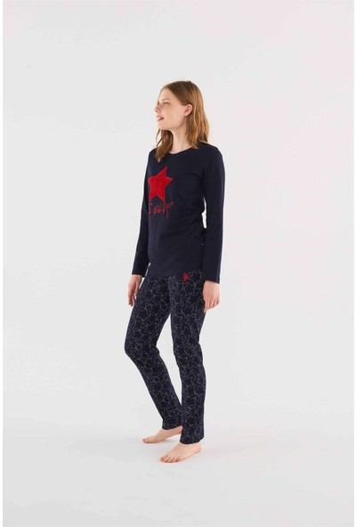 U.s. Polo Assn. Kadın Lacivert Yuvarlak Yaka Pijama Takım U.s. Polo Assn. Kadın Lacivert Yuvarlak Yaka Pijama Takım