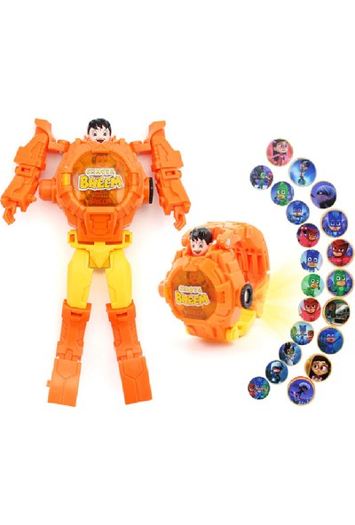 Okyanushop Pijamaskeliler Çok Fonksiyonlu Çocuk 3D Projeksiyonlu Robot Saat