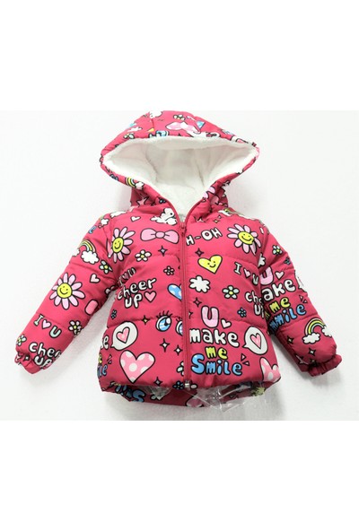 Aydino Kız Çocuk Smiles Desenli Kapüşonlu Şişme Montu Aydino Kız Çocuk Smiles Desenli Kapüşonlu Şişme Montu
