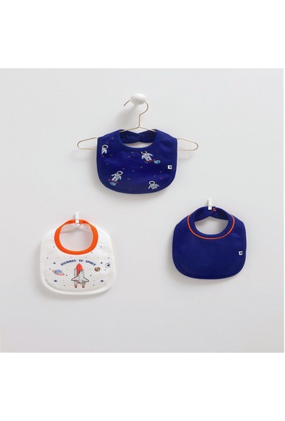Caramell Baby Mavi Uzay Temalı Organik Bebek Ağız Önlüğü