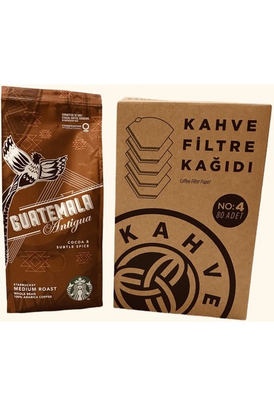 Starbucks Guatemala Öğütülmüş Filtre Kahve 250 gr + Filtre Kahve Kağıdı 1x4 80LI Starbucks Guatemala Öğütülmüş Filtre Kahve 250 gr + Filtre Kahve Kağıdı 1x4 80LI