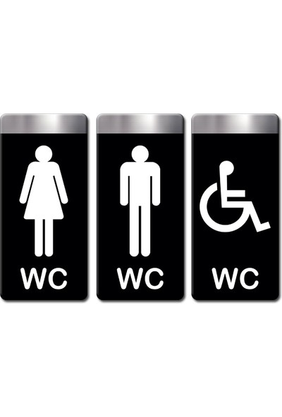gr Serisi Silver-K Modern Tasarım Wc Tuvalet Tabelası Seti gr Serisi Silver-K Modern Tasarım Wc Tuvalet Tabelası Seti