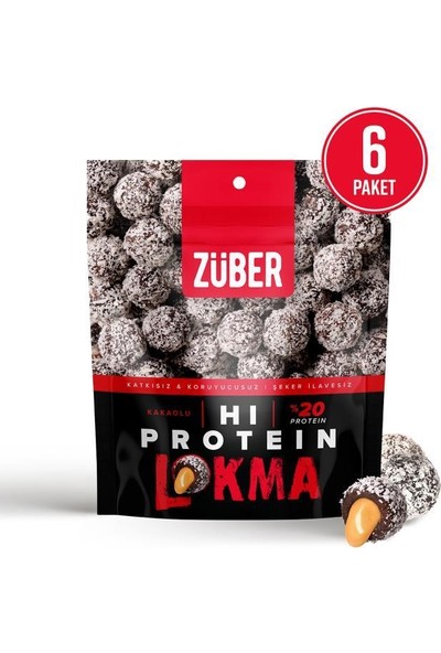 Züber Hi Protein Lokma Kakaolu, 84G x 6 Paket Züber Hi Protein Lokma Kakaolu, 84G x 6 Paket