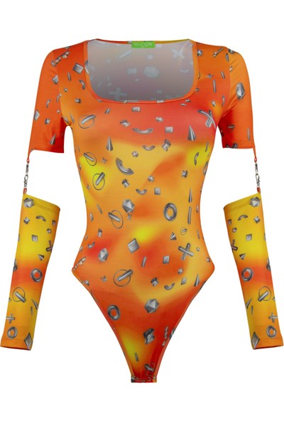 Surge Bodysuit Turuncu Metal Baskılı 3 Parça Tasarım Surge Bodysuit Turuncu Metal Baskılı 3 Parça Tasarım