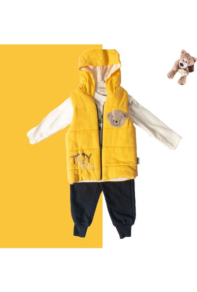 Oyuncak Ayı Baskılı Üçlü Çocuk Takım 6-9 9-12 12-18 18-24 Ay