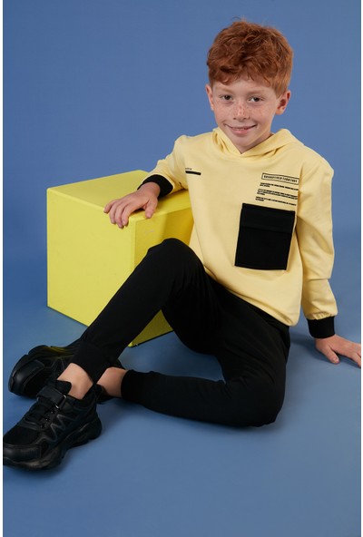 Lela % 100 Pamuk Baskılı Cepli Kapüşonlu Spor Takım Erkek Çocuk Takım 59215602