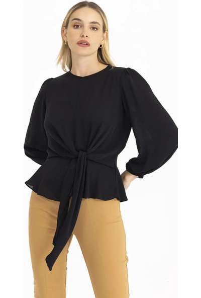 Seçil Kadın Bağlama Detaylı Bluz 2911034 Siyah