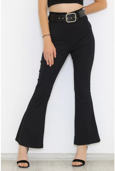 Serçe Shop Kemerli Ispanyol Paça Pantolon Siyah1 - 9240.683. Serçe Shop Kemerli Ispanyol Paça Pantolon Siyah1 - 9240.683.