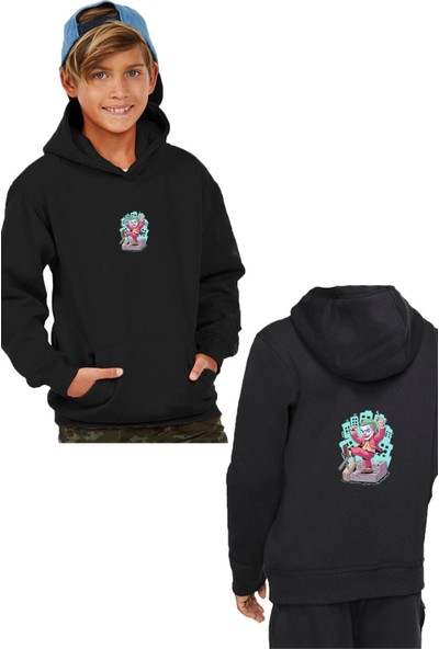 Joker Çocuk Sweatshirt Kapşonlu Ön Arka Baskılı BLL2503
