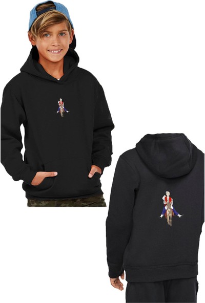 Keloğlan Çocuk Sweatshirt Kapşonlu Ön Arka Baskılı BLL1410