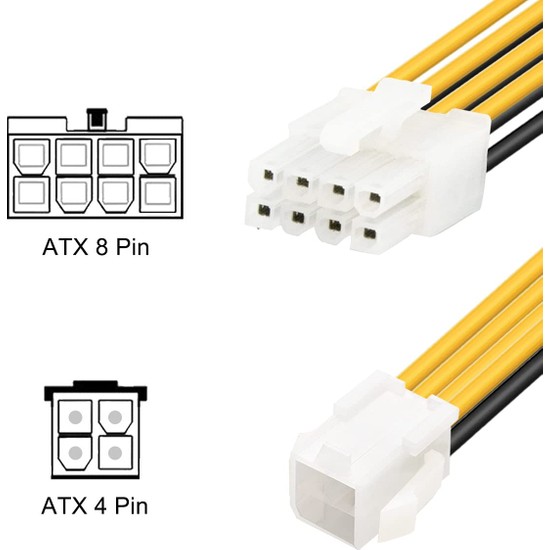Aogo Atx 4 Pin 8 Pin Güç Kablosu 4 Pin Dişi 8 Pin Erkek Fiyatı