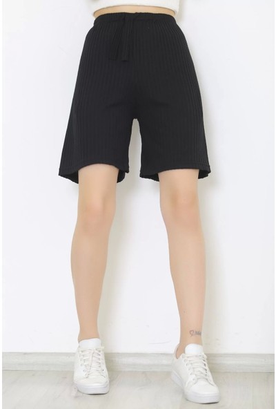 Serçe Shop Fitilli Şort Siyah - 9665.1567.