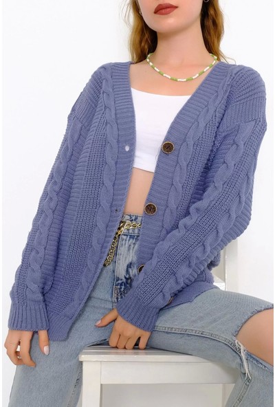 Serçe Shop Düğmeli Hırka Indigo - 212.1577.