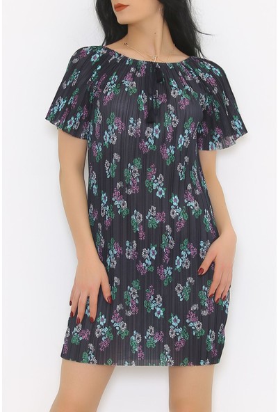 Myglobal Madonna Yaka Elbise Çiçeklisiyah - 9648.107. Myglobal Madonna Yaka Elbise Çiçeklisiyah - 9648.107.