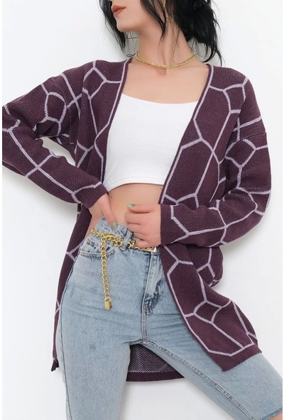 Serçe Shop Altıgen Pike Örgü Hırka Mor - 9837.1319. Serçe Shop Altıgen Pike Örgü Hırka Mor - 9837.1319.