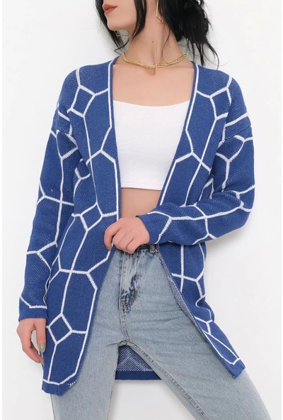 Serçe Shop Altıgen Pike Örgü Hırka Saks - 9837.1319. Serçe Shop Altıgen Pike Örgü Hırka Saks - 9837.1319.