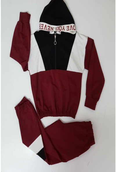 Son Özbebe Mürdüm,fermuarlı,kapüşonlu Kız Çocuk Eşofman Takımı