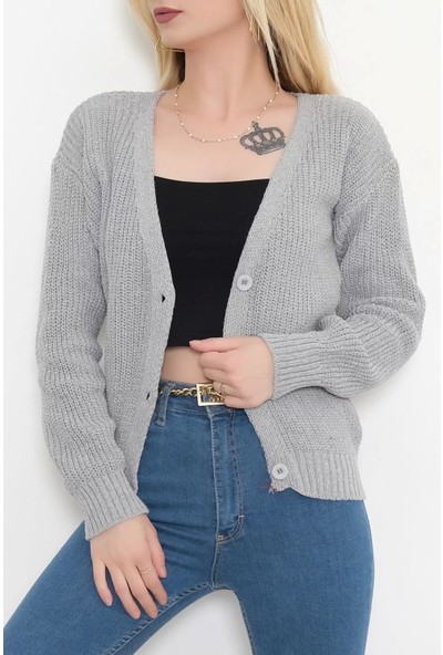 Serçe Shop Düğmeli Selanik Hırka Gri - 7653.1319. Serçe Shop Düğmeli Selanik Hırka Gri - 7653.1319.