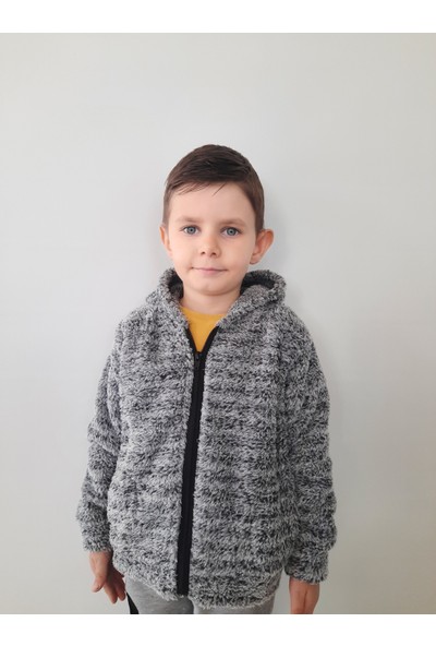 Unisex Kız Erkek Çocuk Kapüşonlu Welsoft Peluş Ceket Unisex Kız Erkek Çocuk Kapüşonlu Welsoft Peluş Ceket