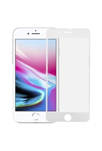 Ennar iPhone 6 Plus 5d Kırılmaz Cam Ekran Koruyucu Tam Kaplayan Beyaz