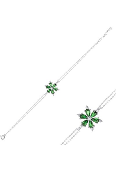 Sientojewels 925 Ayar Gümüş Lotus Çiçeği Zümrüt Zirkon Taşlı Bayan Bileklik Sientojewels 925 Ayar Gümüş Lotus Çiçeği Zümrüt Zirkon Taşlı Bayan Bileklik