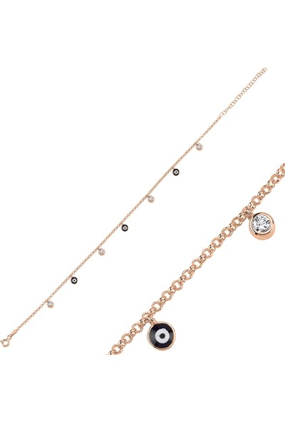 Sientojewels 925 Ayar Gümüş Mineli Göz Zirkon Taşlı Doç Zincirli Sallantılı Bayan Bileklik Sientojewels 925 Ayar Gümüş Mineli Göz Zirkon Taşlı Doç Zincirli Sallantılı Bayan Bileklik