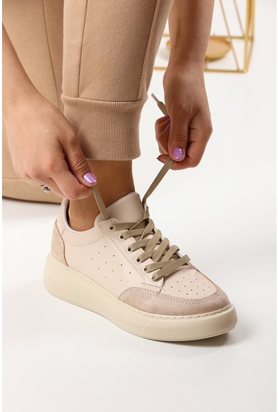 Özol Kadın Günlük Spor Sneaker Ayakkabı Yürüyüş Ayakkabısı - Nude