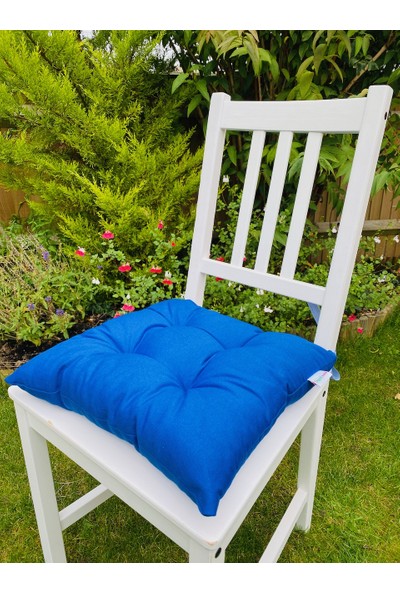 Tropik Home Mavi Renk Pamuklu Kumaş Pofidik Kare Dekoratif Sandalye Minderi 35X35 Cm, Bağcıklı Sandalye Minderi Tropik Home Mavi Renk Pamuklu Kumaş Pofidik Kare Dekoratif Sandalye Minderi 35X35 Cm, Bağcıklı Sandalye Minderi