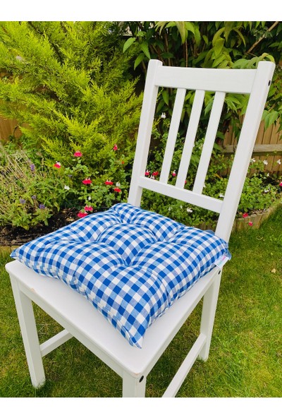 Tropik Home Ekose Mavi Renk Pamuklu Kumaş Pofidik Kare Dekoratif Sandalye Minderi 35X35 cm Tropik Home Ekose Mavi Renk Pamuklu Kumaş Pofidik Kare Dekoratif Sandalye Minderi 35X35 cm