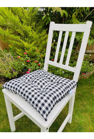 Tropik Home Lüx Pofidik Ekose Siyah Sandalye Minderi Özel Dikişli Bağcıklı Minder 35X35CM Kare Sandalye Minderi Tropik Home Lüx Pofidik Ekose Siyah Sandalye Minderi Özel Dikişli Bağcıklı Minder 35X35CM Kare Sandalye Minderi