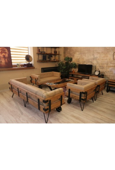 Ntconcept Doğal Ahşap Koltuk Takımı(2+2+1+1)