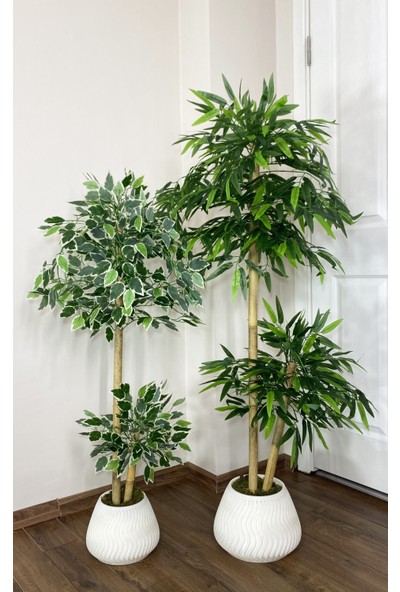 Biçiçek Yapay Bambu Ağacı 160CM + 125CM Alaca Benjamin Ağacı Biçiçek Yapay Bambu Ağacı 160CM + 125CM Alaca Benjamin Ağacı