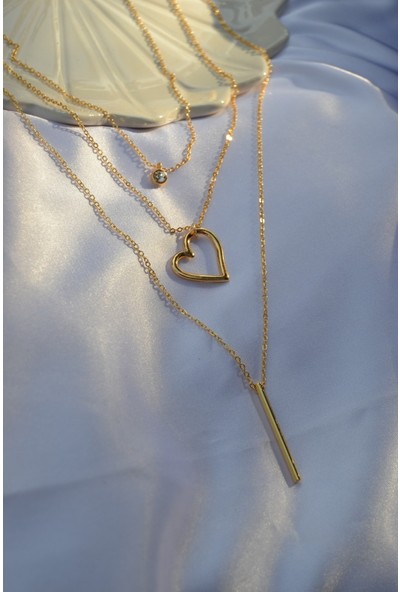 Rosee  kalpli 3'lü Zincir Kolye