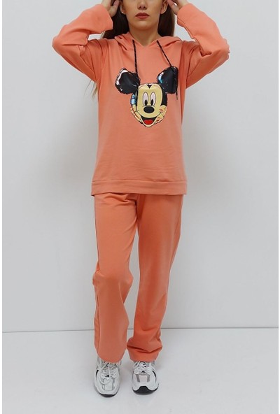 Baskılı Eşofman Takımı Somon 3