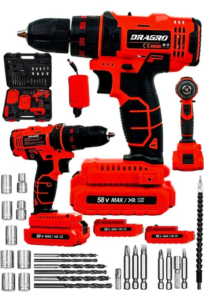 Dragro Drg- 58v 5 Ah Darbeli Bakır Sargılı Metal Şanzuman Şarjlı Çift Akülü Vidalama Matkap-Krmzı Fişli-Sta Drg-58v-Krmzı-Sta-Fişli Dragro Drg- 58v 5 Ah Darbeli Bakır Sargılı Metal Şanzuman Şarjlı Çift Akülü Vidalama Matkap-Krmzı Fişli-Sta Drg-58v-Krmzı-Sta-Fişli