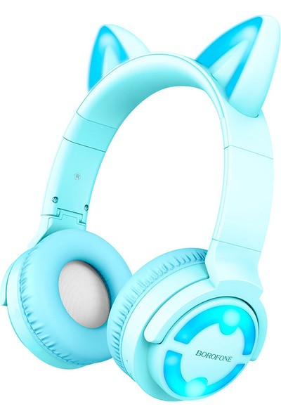 Borofone Cat Blue Kulaklık Bluetooth Led'li Kulaklık , 4 Saat Arama ve Müzik Sd Kart ve Aux Mod Borofone Cat Blue Kulaklık Bluetooth Led'li Kulaklık , 4 Saat Arama ve Müzik Sd Kart ve Aux Mod