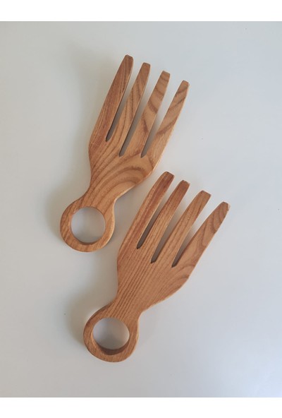 Ahşap Salata Karıştırıcı 2li Kestane Ağacından