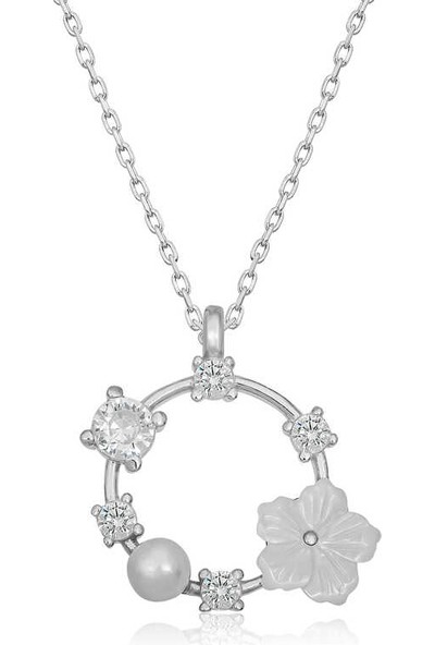 Claris Gümüş Manolya Çiçeği Kadın Kolye