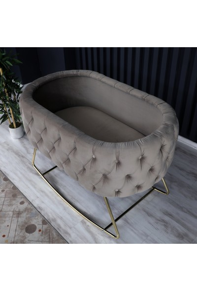 Soft Home Anne Yanı Lüks Sallanır Cappuccino Kumaş Gold Ayak Beşik Soft Home Anne Yanı Lüks Sallanır Cappuccino Kumaş Gold Ayak Beşik