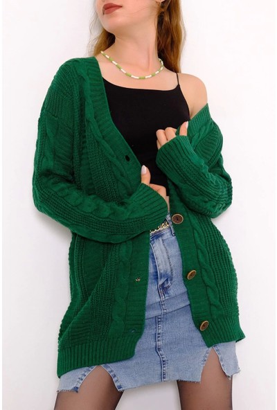 Serçe Shop Düğmeli Hırka Koyuyeşil - 212.1577.