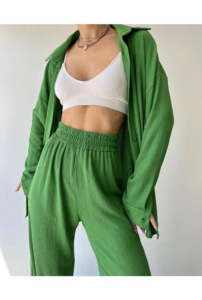 The Jojo Design Kadın Capri Örme Kumaş Alt Üst Takım