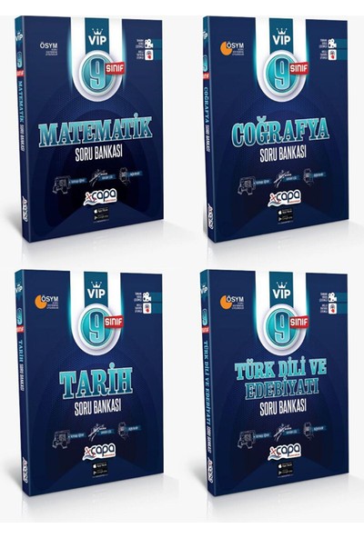 Çapa Yayıncılık 9.sınıf Tarih-Coğrafya-Edebiyat-Matematik Soru Bankası Seti Çapa Yayınları 1CAPAKTT9SETMTCTAR Çapa Yayıncılık 9.sınıf Tarih-Coğrafya-Edebiyat-Matematik Soru Bankası Seti Çapa Yayınları 1CAPAKTT9SETMTCTAR