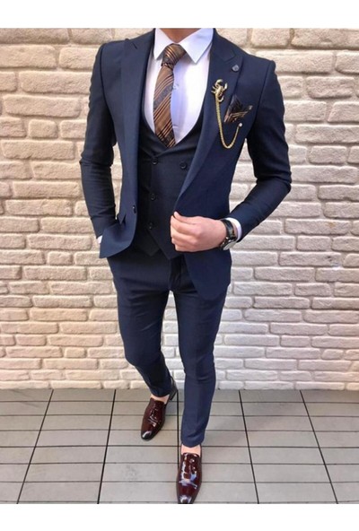 Valcesa Slim Fit Takım Elbise (Kravat - Yaka Süsü - Yelek) Valcesa Slim Fit Takım Elbise (Kravat - Yaka Süsü - Yelek)