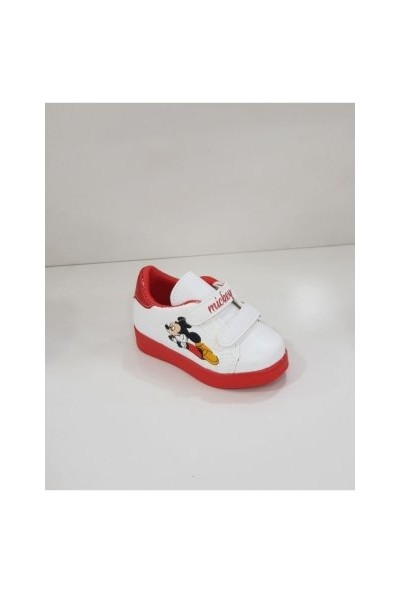 Unisex Cırtlı Günlük Sneaker Spor Ayakkabı Beyaz-Kırmızı