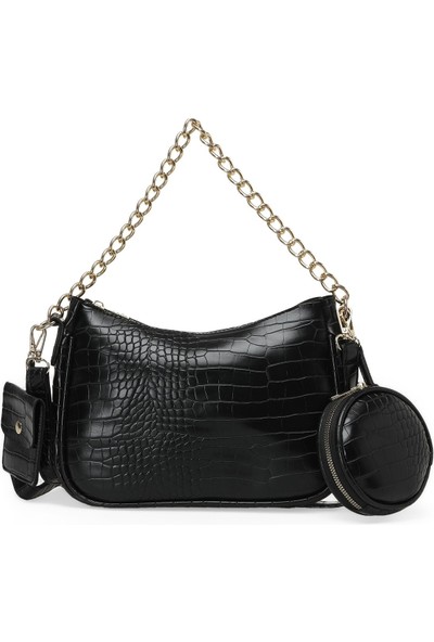 Butigo Kroko Bzk Baget 2pr Siyah Kadın Omuz Çantası Butigo Kroko Bzk Baget 2pr Siyah Kadın Omuz Çantası