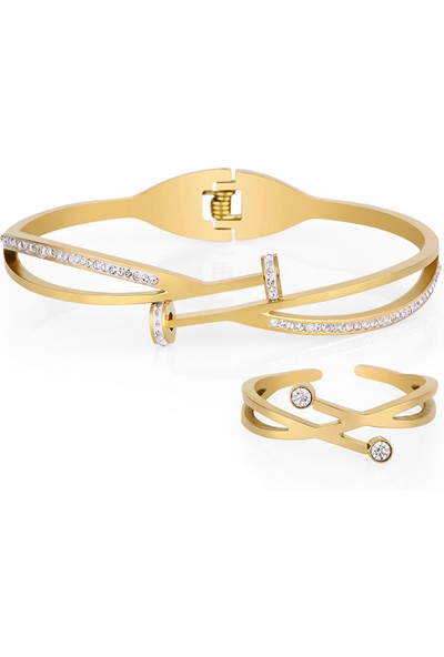 Parigi PRGJLUX125-01 Kadın Bileklik ve Yüzük Seti