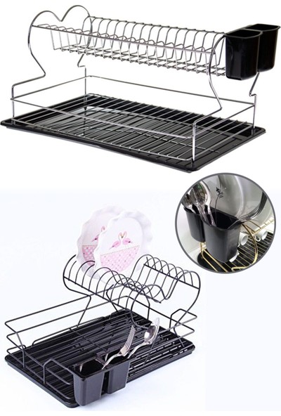 Arsimo Kalp Şeklinde 2 Katlı Bulaşıklık Tabaklık Siyah Arsimo Kalp Şeklinde 2 Katlı Bulaşıklık Tabaklık Siyah