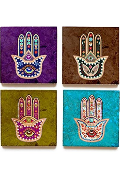Fatma Ananın Eli Doğal Taş Bardak Altlığı 4'lü 10X10X1CM Set BRDKA70 Fatma Ananın Eli Doğal Taş Bardak Altlığı 4'lü 10X10X1CM Set BRDKA70