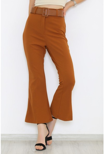 Gunkes Kemerli Ispanyol Paça Pantolon Tarçın - 9240.683. Gunkes Kemerli Ispanyol Paça Pantolon Tarçın - 9240.683.
